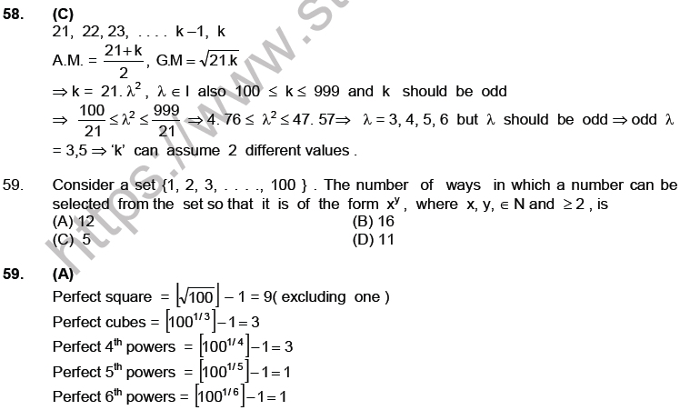 JEE Mathematics Permutation and Combination MCQs Set A with Answers